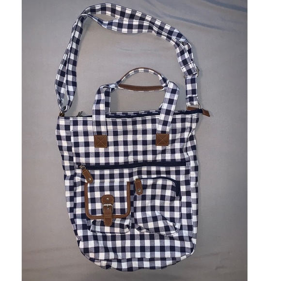 Bags | Blue White Checkered Purse | Poshmark